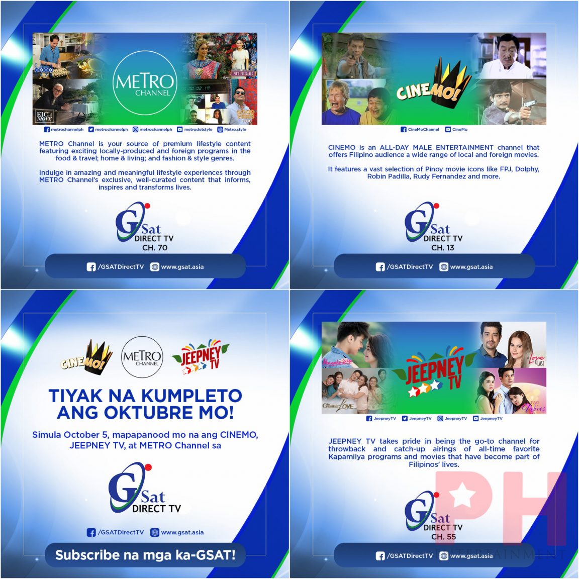 Jeepney TV, Cinemo, at Metro Channel nasa GSAT na simula Oktubre 5 - PH Entertainment ...