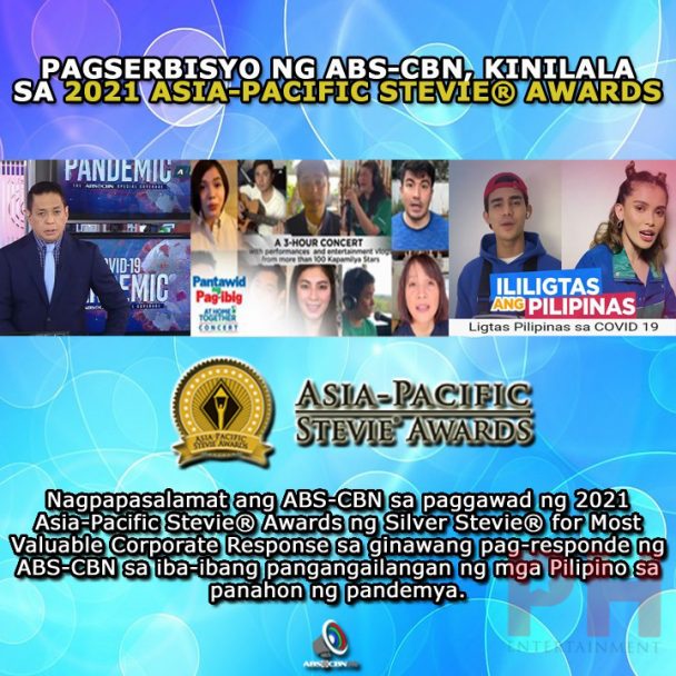 Serbisyo ng ABS-CBN sa mga Pilipino sa panahon ng pandemya, kinilala sa 2021 Asia-Pacific Stevie ...